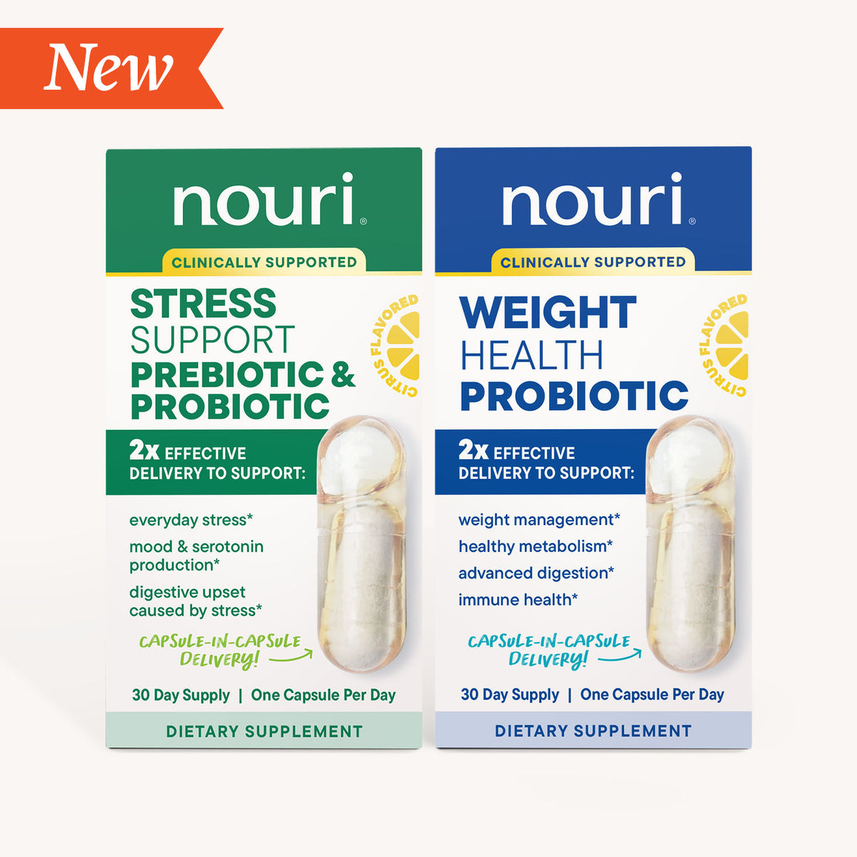 Nouri Stress Support + Weight Health Probiotic Bundle | Nouri